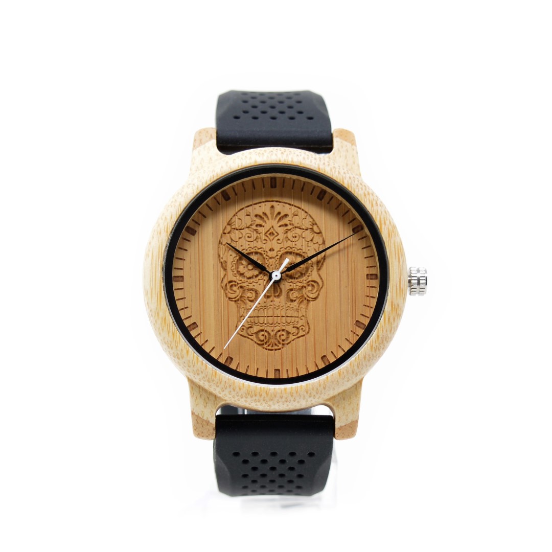 Reloj de madera Calavera Mexicana - Woodenson México