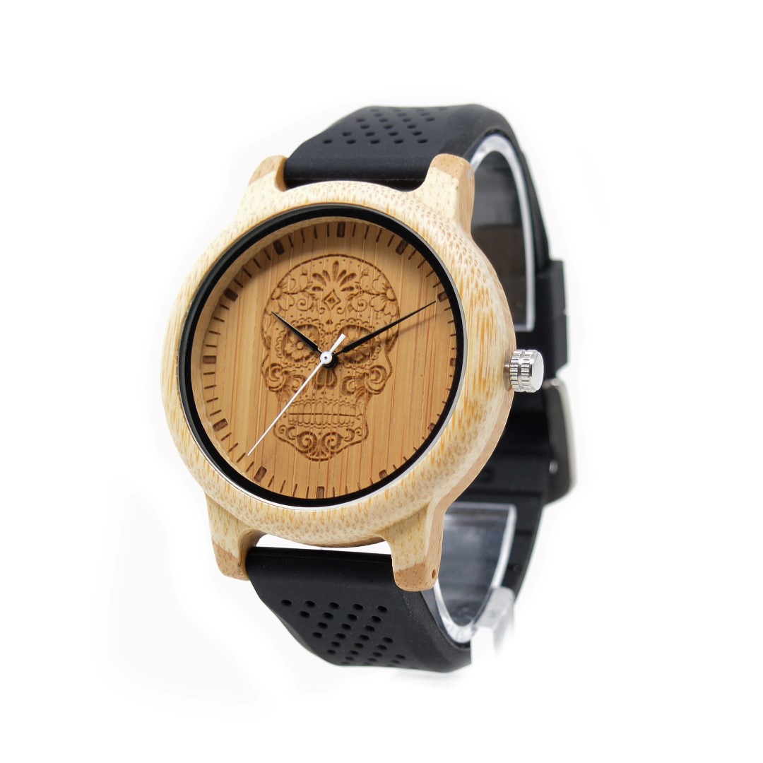 Reloj de madera Calavera Mexicana - Woodenson México